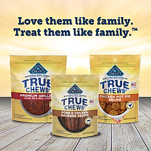 Blue Buffalo True Chews Dog Treats, Made in the USA with Natural Ingredients, Pork and Chicken Sausage Recipe, 14-oz Bag