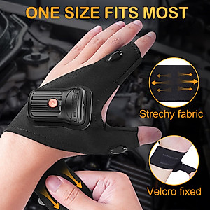 Flashlight Gloves for Men Rechargeable (1 Pair) Fathers Day Birthday Gifts for Men Dad Him Husband Brother Who Have Everything, Cool Gadgets Led Gloves for Fishing Camping Repairing Christmas Gifts