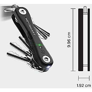 KeySmart iPro - Apple Find My App Compatible - Find Your Lost Keys Smart Key Organizer Keychain Holder, Compact Trackable Key Chain Keyholder, LED Flashlight (up to 14 Keys, Black)