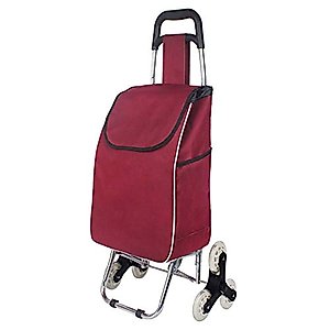 YGCBL Multifunction Portable Hand Trucks,Trolleyshopping Trolley Climb The Stairs Shopping Cart Antirust Waterproof Oxford Cloth Picnic Foldable Zero Purse, 2 Colors,Red