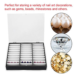 FILFEEL Nail Art Box Organizer, 30 Compartments Nail Tips Container Empty Transparent Bead Rhinestone Storage Decoration Solutions 9.44 x 7.48 x 1.77inch(Black)