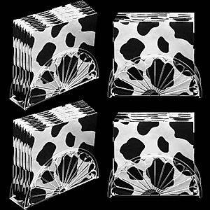 24 Pieces Napkin Holder Plastic Napkin Holder Fan Design Tissue Dispenser Freestanding Fan Shaped Organizer Paper Napkin Holder Stand for Kitchen Restaurant Home Bar, 5.91 x 2.95 x 1.57 Inch (Clear)