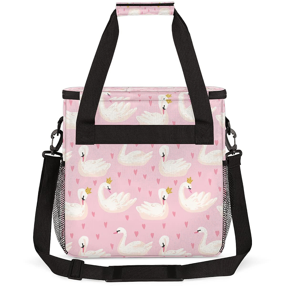 Cute Kawaii Pink Swan Coffee Maker Carring Bag Travel Storage Tote Bag Compatible with Keurig K-Mini or K-Mini Plus Portable Single Serve Coffee Brewer Case with Pockets for K-cup Pods