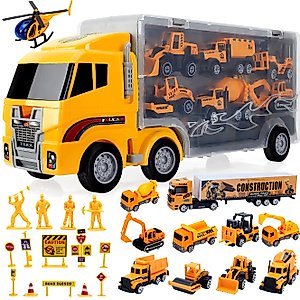 ALOTJOY Toys for Boys,25 Pcs Engineering Die-cast Construction Car Toddler Toys for 3 Year Old Boys Vehicles Gifts Kids Toys for Age 3 4 5 6 7 Year Old Boys