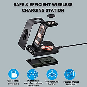 Wireless Charger for Samsung S23 Ultra, Samsung Charging Station with Clock for Samsung S23+/S22 Ultra/S22/Z Fold 4/Z Flip 4, Samsung Watch Charger for Galaxy Watch 5/5 Pro/4/3/Active 2, Galaxy Buds 2