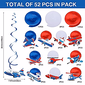 30 Pieces Airplane Hanging Swirls Decoration Airplane Party Supplies Airplane Foil Swirls Airplane Ceiling Whirls Airplane Spiral Streamers for Airplane Theme Party Baby Shower Birthday Party Favors