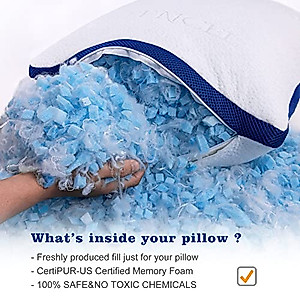 OYT Cooling Bed Pillows for Sleeping 2 Pack King Size Shredded Memory Foam Pillows for Sleeping Set of 2 with Adjustable Loft Bed Gel Pillows for Back and Side Sleeper