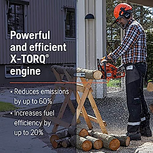 Husqvarna 120 Gas Powered Chainsaw, 38-cc 1.8-HP, 2-Cycle X-Torq Engine, 16 Inch Chainsaw with Automatic Oiler, For Wood Cutting, Light Felling and Limbing