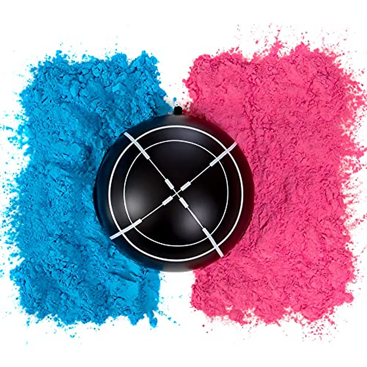 Gender Reveal Black Target Ball | Pink & Blue Kit | Powder 6 Inch Shooting Ball | Gender Reveal Party Ideas | Ultimate Party Supplies