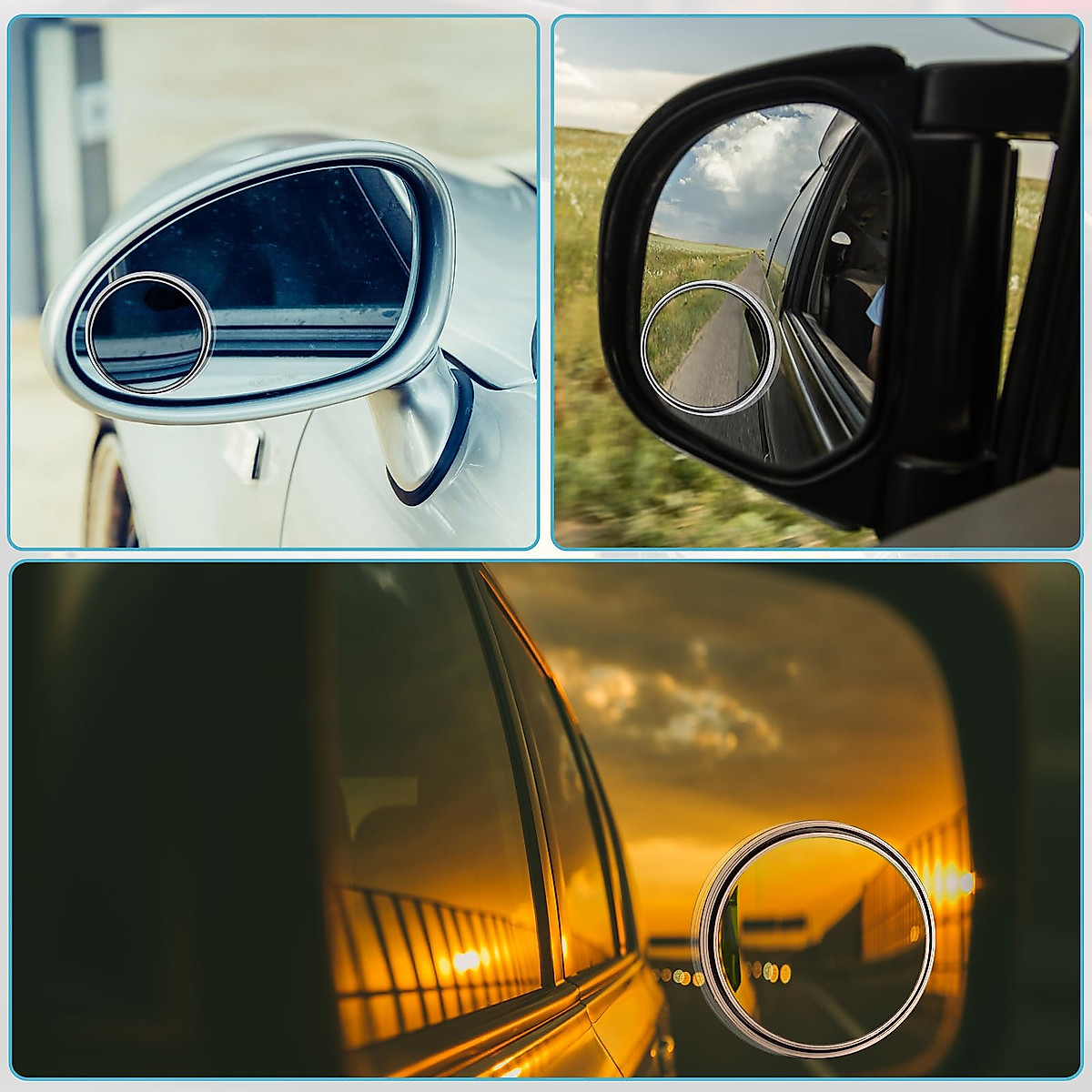 Frienda 6 Pcs 2" Blind Spot Blind Side Mirrors, Convex 360° Wide Rear View Mirrors for Car SUV and Truck(Cute Style)