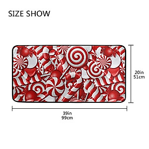 Krafig Christmas Candy Kitchen Rug Non Slip Washable Anti Fatigue Kitchen Mats Runners Floor Comfort Mat Area Rug Carpet for Kitchen Living Room Bathroom Laundry Room Entryway 39x20 Inch