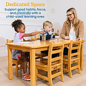 ECR4Kids 24in x 48in Rectangular Hardwood Table with 20in Legs and Four 10in Chair, Kids Furniture, Honey