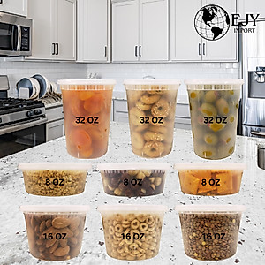 EJY IMPORT Clear Plastic Deli Containers with Lids - Ideal for Soup, Meal Prep & Food Storage, Disposable, Stackable - Safe for Microwave/Dishwasher/Freezer - BPA Free & Leakproof (16 OZ - 48 SETS)