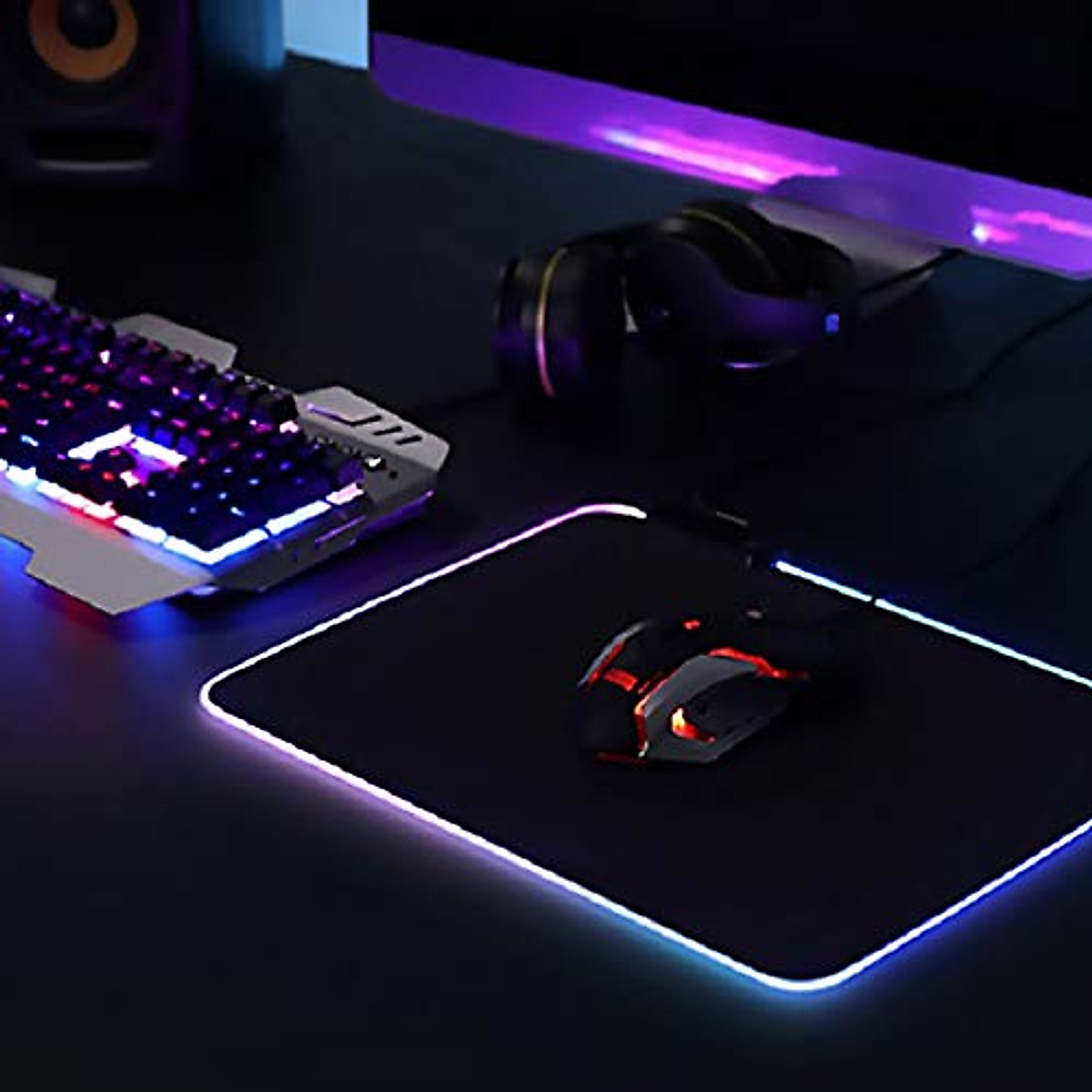 RGB Pad LED Mouse Pad Led Mouse Gaming Comfortable Mousepad Non- Rubber Base for Work Gaming Office Home Mouse Pad Glorious Pad