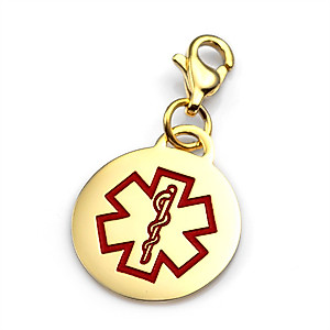 StickyJ USA Gold Medical Alert Round Charm