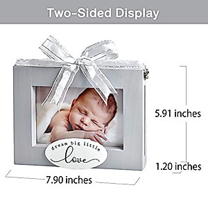 I’m Solid Wood Sonogram Pregnancy Baby Ultrasound 2 Sided Photo Frame, Great for Expecting New Parents Keepsake & Nursery Décor “Little Miracle/Dream Big Little Love" (Gray)