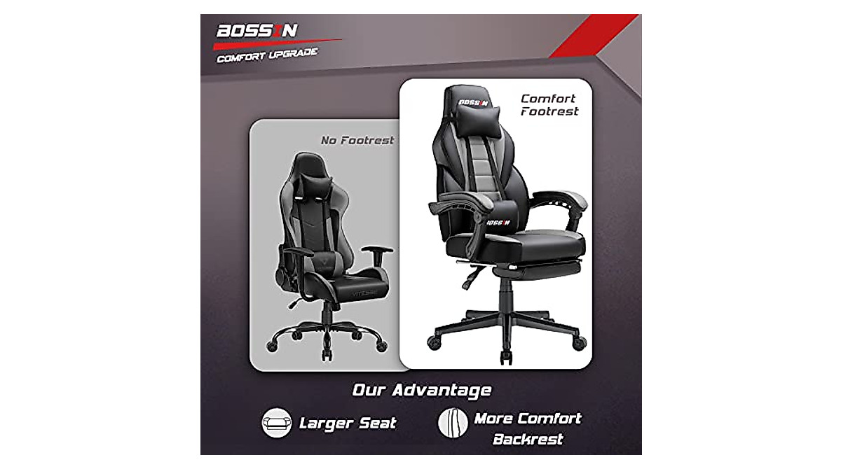 BOSSIN Gaming Chair with Massage – Ergonomic Big & Tall Office Chair