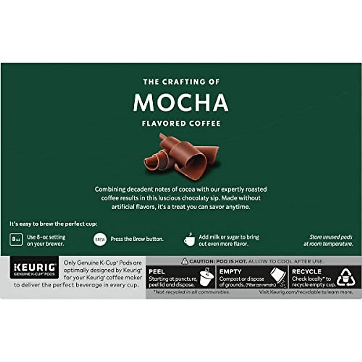Starbucks Flavored Coffee K-Cup Pods, Mocha Flavored Coffee, Made without Artificial Flavors, Keurig Genuine K-Cup Pods, 10 CT K-Cups/Box (Pack of 1 Box)