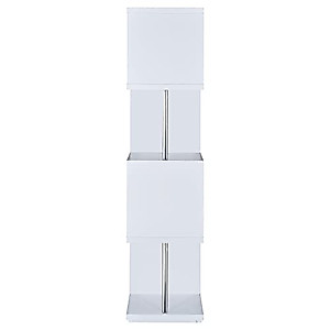 Coaster Home Furnishings Baxter 4-Shelf Bookcase White Chrome