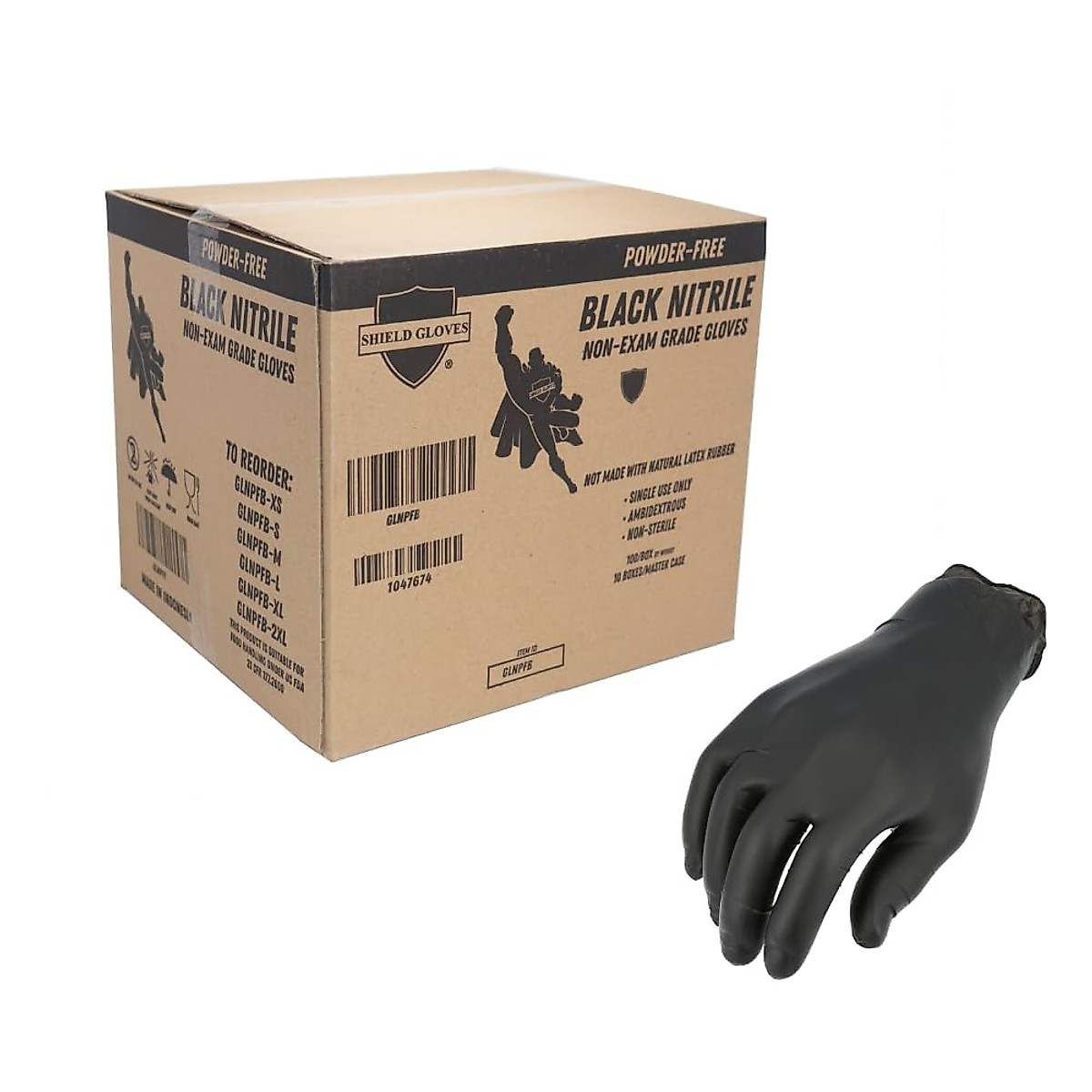 PSBM Industrial Nitrile Extra Thick Disposable Gloves, 1000 Pack, Size X-Small, Black, Textured Fingertips, Latex Free & Powder Free Multi-Use Gloves