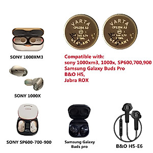 STRENG-CELL 2 Pack CP1254 Replacement Battery for Sony Wf1000X XM3 SP600 700 900 Battery Jabra Rox BandO H5 E6 Galaxy Buds Bluetooth Headset Battery Varta ICR LIR 1254 A2 A3 Made in Germany