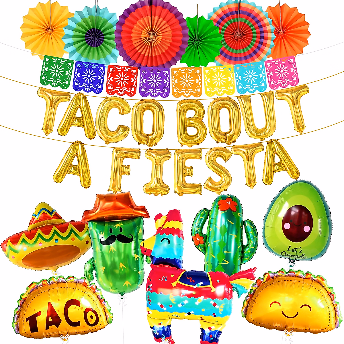 KatchOn, 30 PCS Taco Bout A Fiesta Decorations - Mexican Party Decorations | Mexican Banner, Taco Balloons | Fiesta Balloons for Fiesta Party Decorations, Taco Decorations | Taco Party Decorations