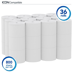Scott Professional Essential Coreless High-Capacity Standard Roll Bulk Toilet Paper (07001), 2-Ply, White (36 Rolls of 800 Sheets, 28,800 Sheet Total)