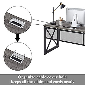 BON AUGURE Industrial Computer Desk, Rustic Wood Desk for Home Office, Sturdy Metal Writing Work Desk (60 Inch, Dark Grey Oak)