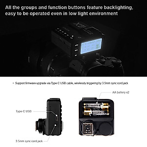 Godox X2T-C TTL Wireless Flash Trigger with Bluetooth Connection for Canon, 2.4G HSS 1/8000s,TCM Function,5 Separate Group Buttons & Quick Lock Hot-Shoe &LCD Display