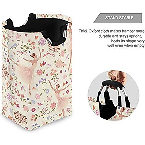 Dancing Ballerinas Floral Laundry Hamper Laundry Basket Dirty Clothes Bag Ballet Girl Rose Foldable Bucket Washing Bin Toys Storage Organizer
