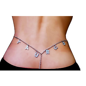Women Sexy Rhinestone Taurus Constellation Waist Body Chain Crytal 12 Letter Pendant Belly Waist Chain T-string Thong Body Jewelry