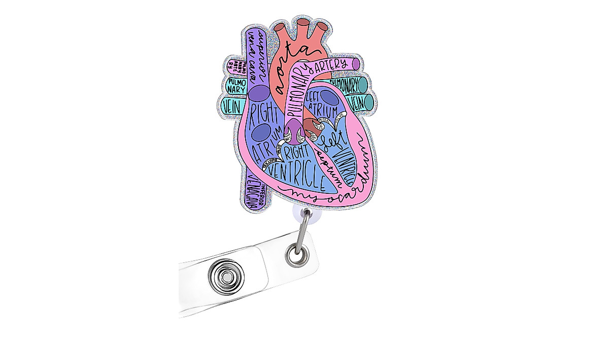Retractable Heart Badge Reel Holder for Nurses