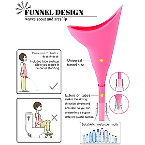 ABXLNIU Female Urination Device with Pee Cup, Travel Essentials Female Urinal for Women, Reusable Womens Pee Funnel Camping/Hiking Gear Gifts for Women, Pink