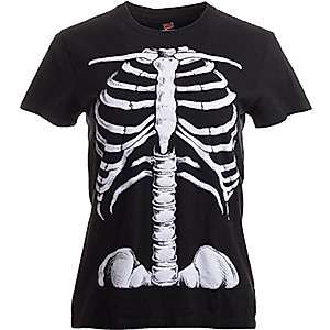 Skeleton Rib Cage | Jumbo Print Novelty Halloween Costume Ladies' T-Shirt-Ladies,M Black