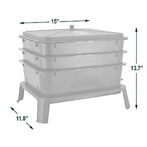 Worm Nerd WN40 4-Tray Worm Composting Bin Kit with Coco Coir Brick for Recycling Food Waste, Worm Castings, Worm Tea, Vermiculture and Vermicomposting
