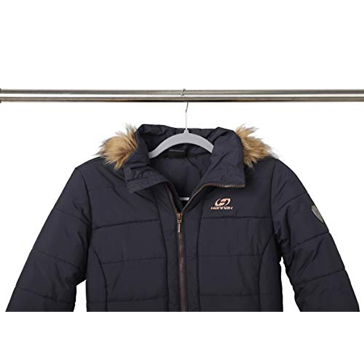 Finnhomy Heavy Duty 50 Pack Plastic Hangers, Durable Clothes Hangers with New Generation Non-Slip Pads,Space Saving Easy Slide Organizer for Bedroom Closet, Great for Shirts, Pants, Gray