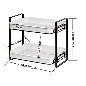 Bathroom Counter Organizer,Goporcelain 2 Tier Countertop Organizer for Bathroom Vanity Tray Kitchen Spice Rack Organizer Shelf Under Sink Storage Organization