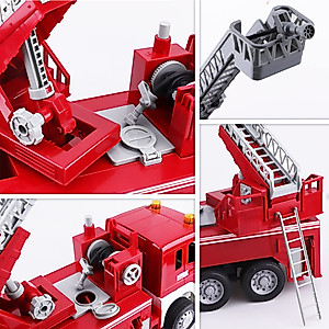 Toy Trucks for Toddlers – Trucks for 3 Year Old Boys and Girls – Deluxe Fire Truck Toy for Kids – Lights and Sound Effects – Cab Tilts and Button Roofs – Ideal for Birthday, Outdoor Play