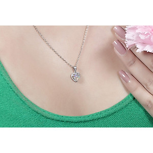 Dazzlingrock Collection Heart Lab Created Opal & Round White Diamond Women Halo Style Heart Shape Pendant in Sterling Silver