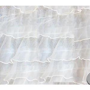 Organza Ruffle Mesh Fabric 54" Wide Sold by The Yard (White)