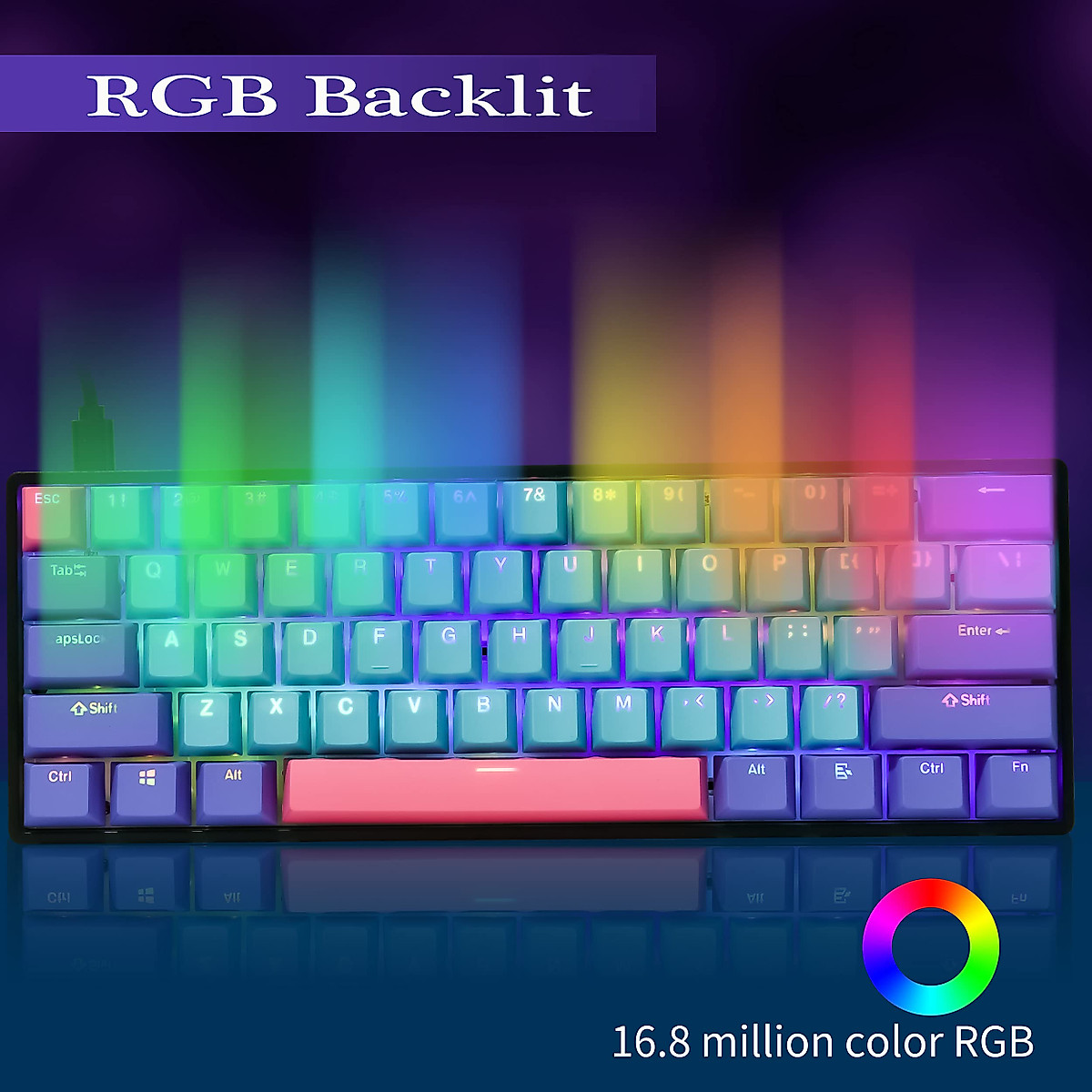 Guffercty kred GK61 60 Percent Wireless Bluetooth Mechanical Gaming Keyboard with hot swappable Switches 60% RGB Backlit for Windows/Mac/Android (Gateron Optical Yellow, Joker)