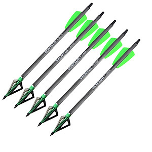ZSHJGJR 7.5" Crossbow Bolts Carbon Arrows with 2 inch Green Vanes and 100 Grain Removable Tips for Outdoor Hunting Bow Shooting Practice 6/12 Pack (6pcs arrows + 6pcs broadheads)