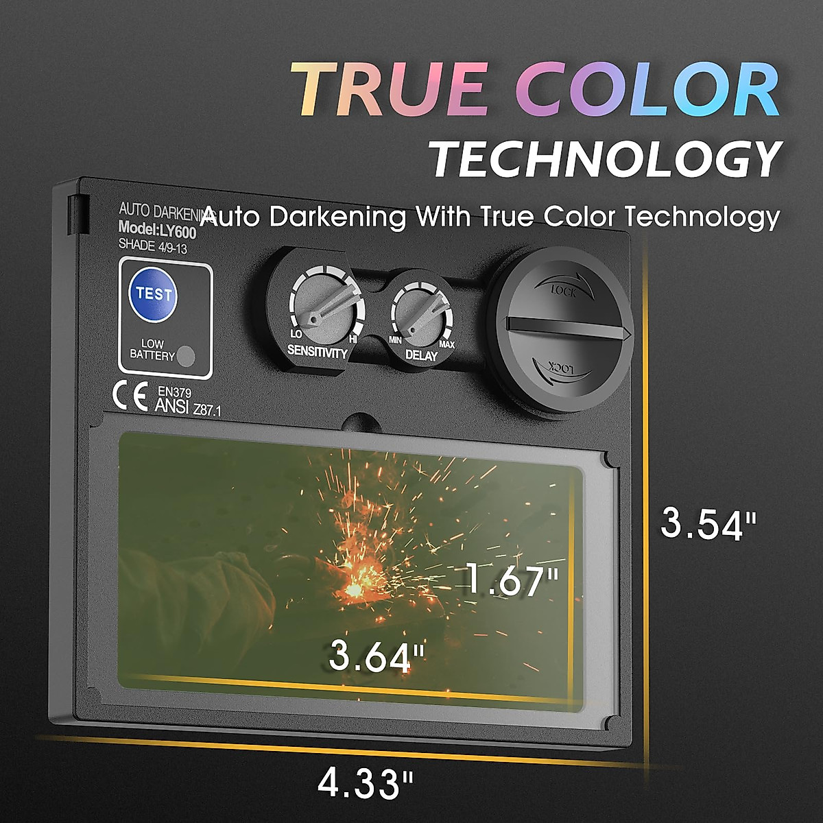 TOOLIOM Welding Helmet Auto Darkening Solar Powered with Adjustable Shade 4/9-13 for TIG MIG ARC Flaming Skull Design Welder Mask