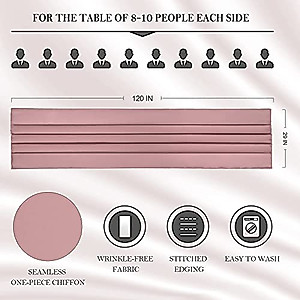 NETANY 4PCS Dusty Rose Chiffon Table Runner 29x120 Inches, Romantic Dusty Pink Sheer Fabric for Wedding Decorations, Baby Shower and Birthday Party Cake Table Decorations