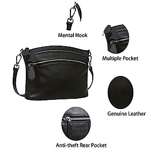 HESHE Genuine Leather Handbags for Women Crossbody Purses Shoulder Bags Designer Small Hobo and Satchel for Ladies (Black)