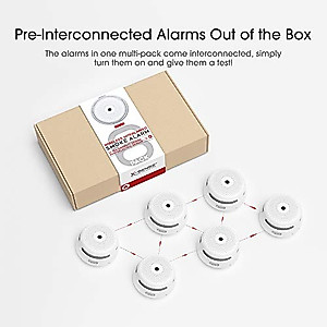 X-Sense Wireless Interconnected Smoke Detector Battery Powered Fire Alarm with Over 820 feet Transmission Range, XS01-WR Link+, 6-Pack
