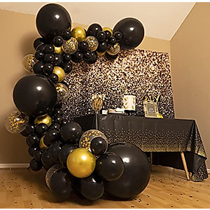 115pcs – Black and Gold Balloon Garland Kit & Arch – Black Gold Balloons Party Decorations – Balloon Arch for Gold and Black Birthday, Graduation, New Years, NYE, Retirement, Wedding, Anniversary