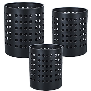 KSENDALO Black Utensil Holders set of 3 Metal Silverware Drainer Basket Cutlery Strainer Silverware Dryer Utility Sink Drying Caddy Organizer for Home Office