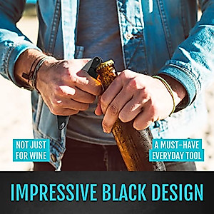 VINVOLI Professional Waiters Corkscrew Wine Bottle Opener - New 2023 Multi-Functional 3-in-1 Cork Screw Wine Bottle Openers - Wine Opener Corkscrews - Cool Beer Opener Wine Key With Wine Foil Cutter