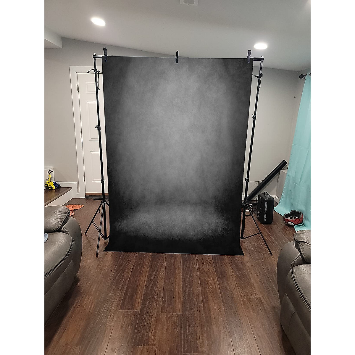 BINQOO 5x7ft Abstract Portrait Black Gray Photography Backdrop Professional Head Shots Adults Kids Girls Solid Color Backdrop School Student Old Master Photo Studio Props